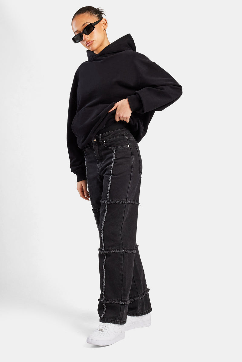 Relaxed Square Raw Edge Jean - Washed Black | Womens Denim | Shop Jeans ...