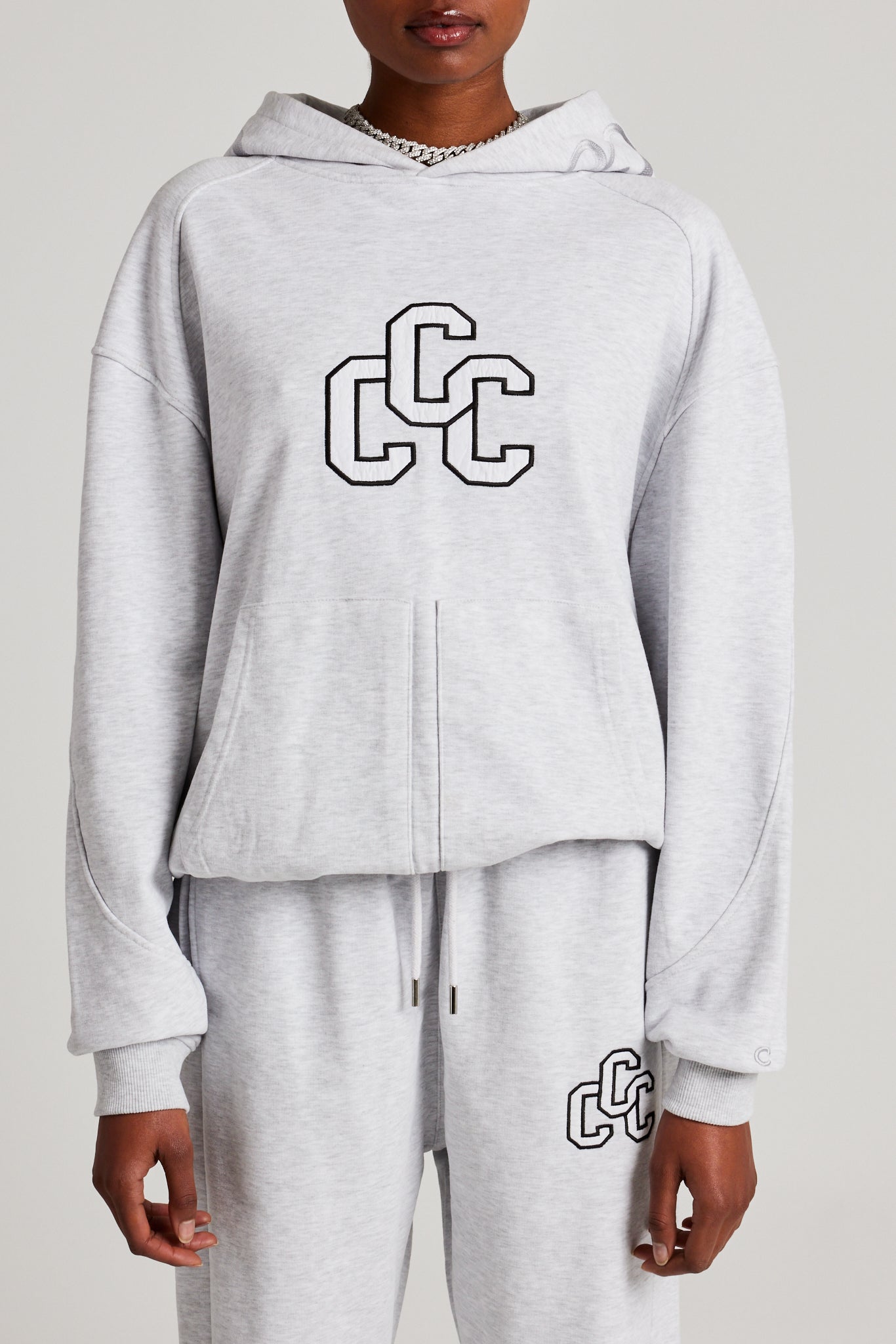 CCC Applique Varsity Hoodie - Grey Marl | Womens Tops | Shop Hoodies at ...