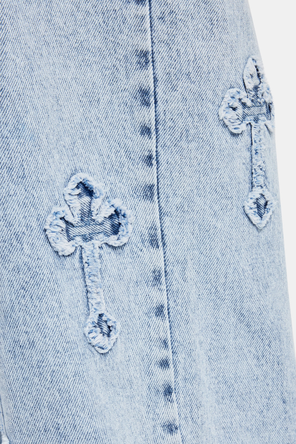 Raw Edge Applique Cross Baggy Jean - Light Blue | Mens Denim | Shop ...