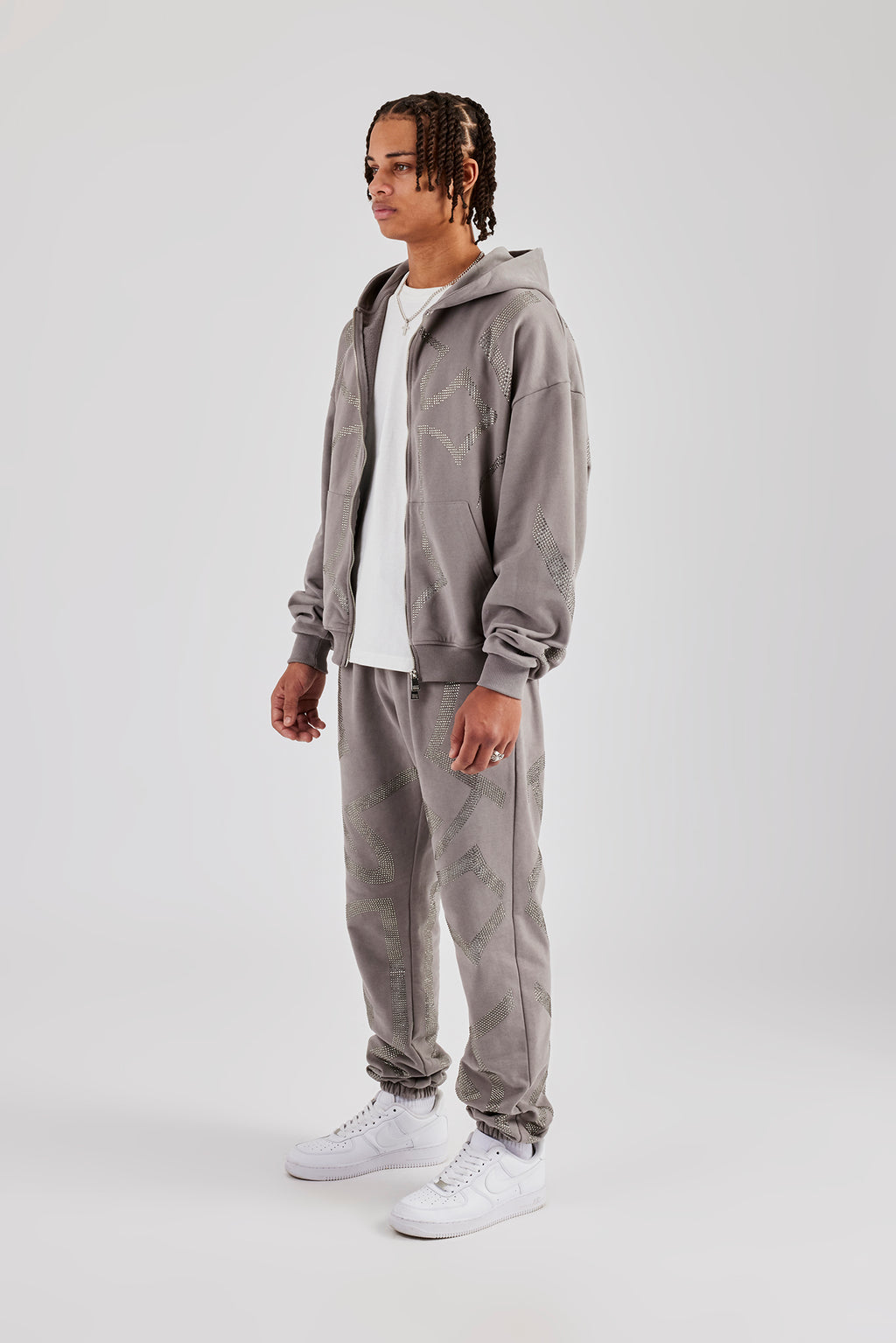 Rhinestone Cross Zip Through Tracksuit - Charcoal | Mens Sets | Shop ...