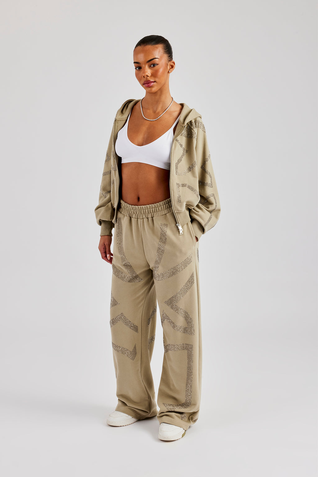 Rhinestone Cross Boxy Tracksuit - Khaki | Womens Sets | Shop Tracksuits ...