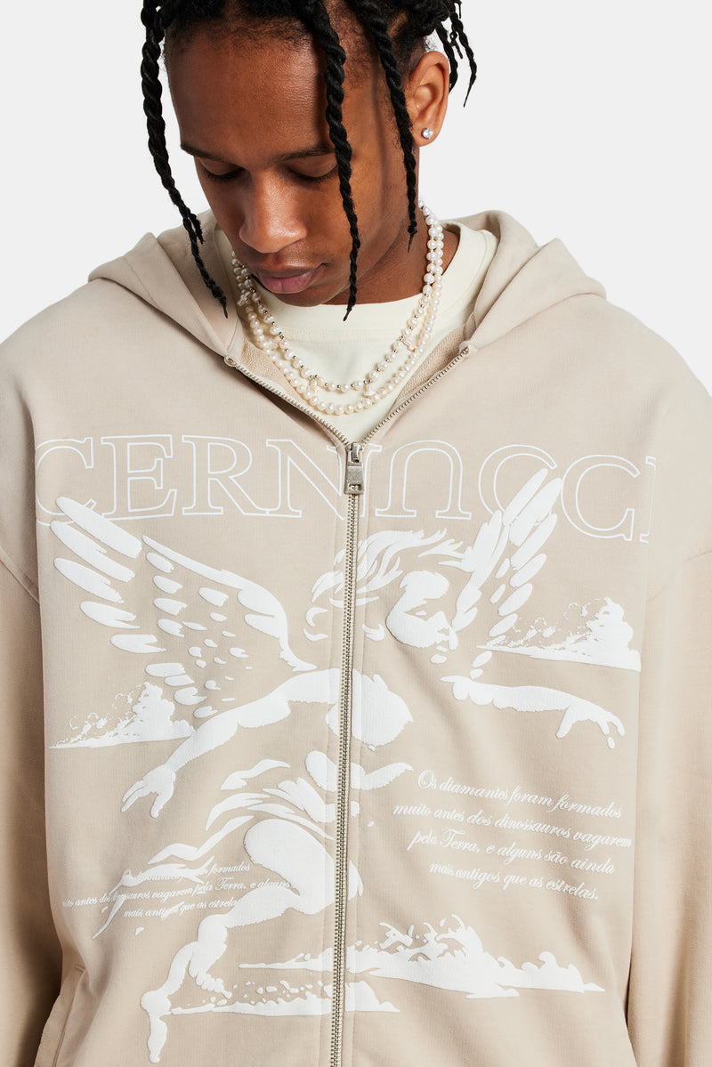 Cherub Script Zip Hoodie - Stone | Mens Hoodies & Sweats | Shop Zip ...