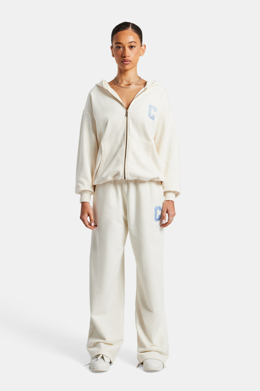 C Embroidered Zip Through Tracksuit - Off White | Womens Sets | Shop ...