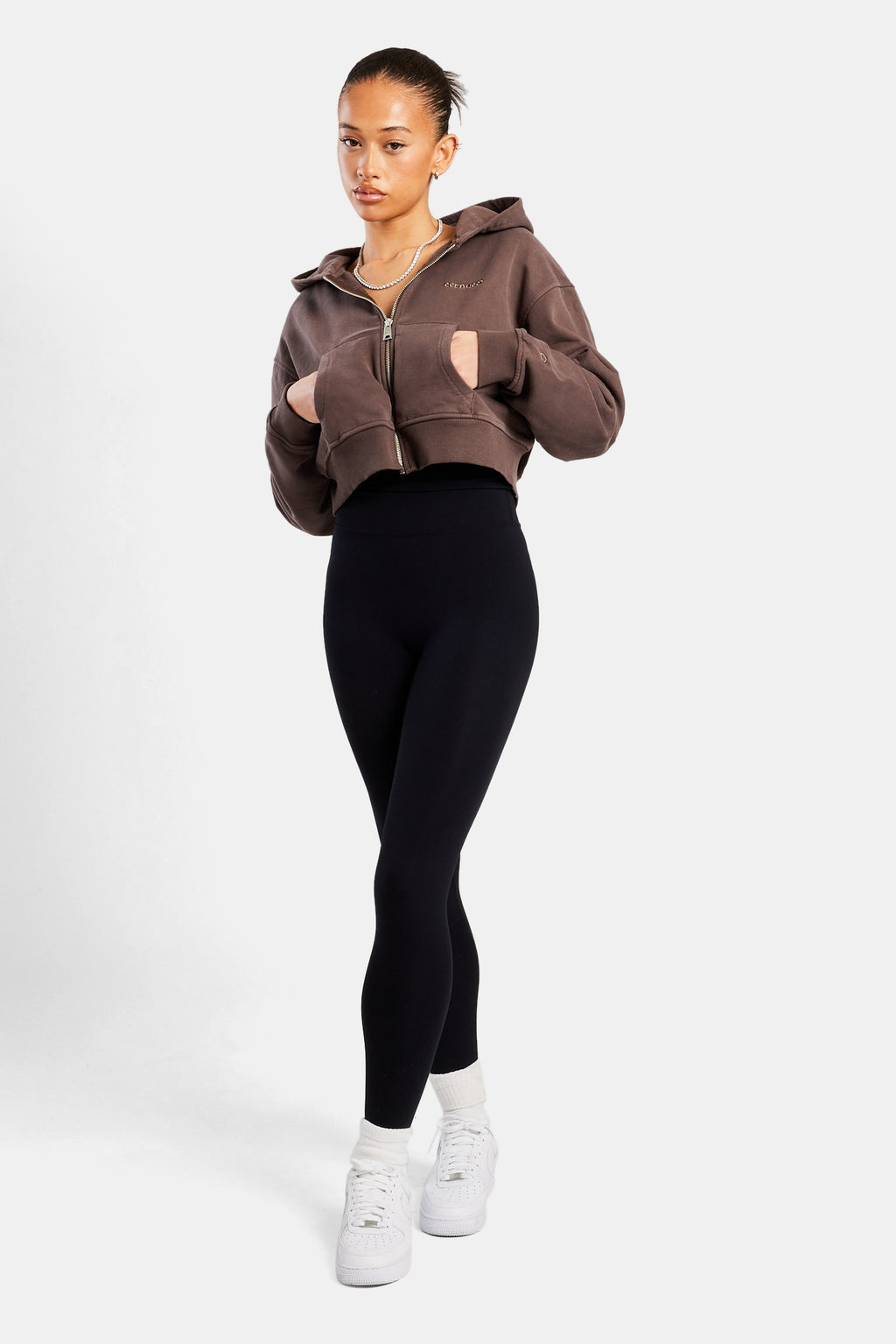 Cropped Zip Hoodie - Chocolate | Womens Hoodies & Sweats | Shop Hoodies ...