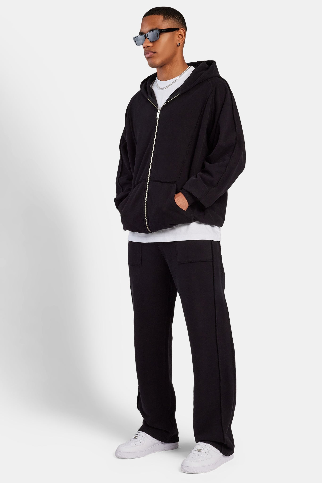 Exposed Seam Tracksuit - Black | Mens Sets | Shop Tracksuits at ...
