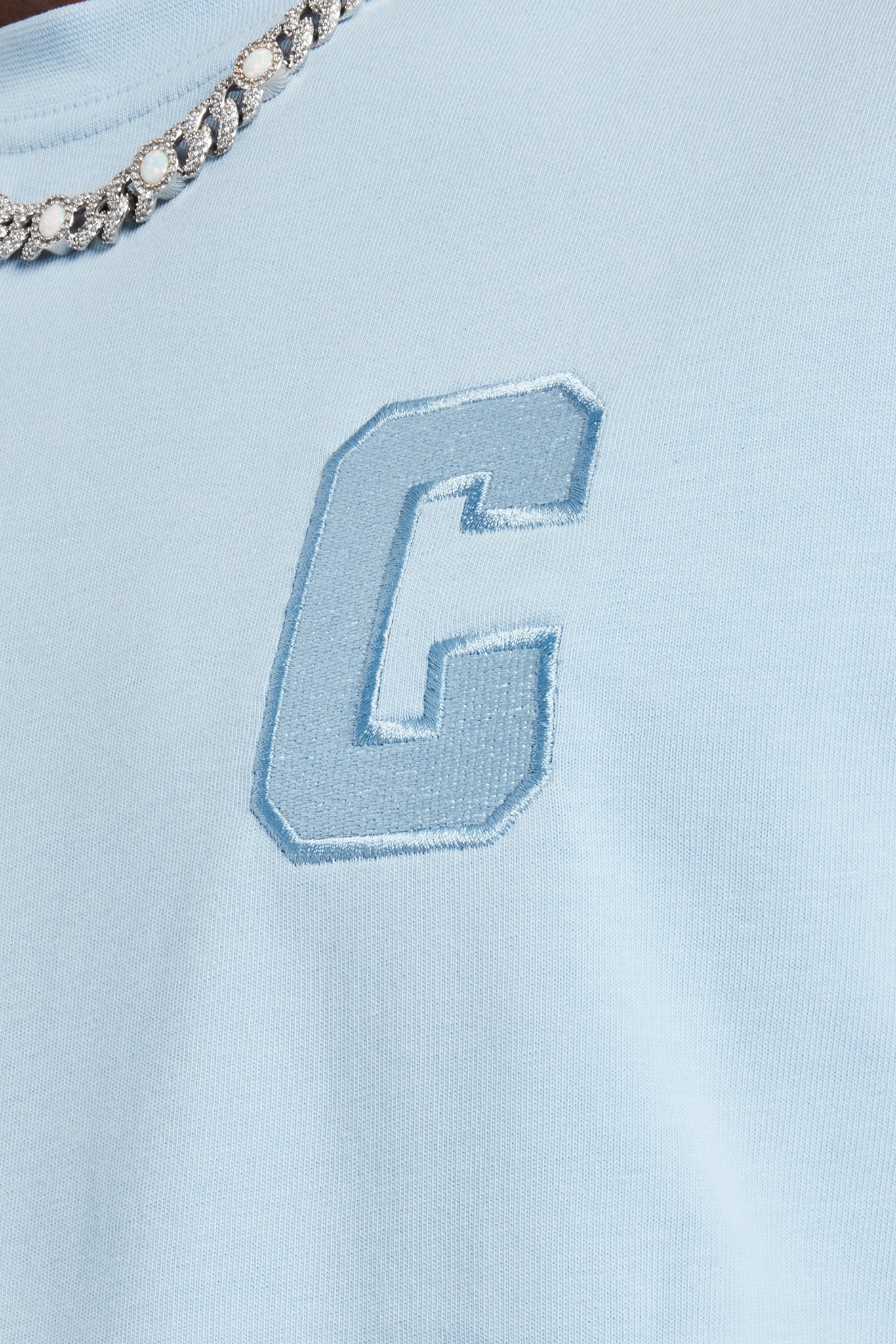 C Embroidered T-Shirt - Light Blue | Mens Tees & Vests | Shop T-Shirts ...
