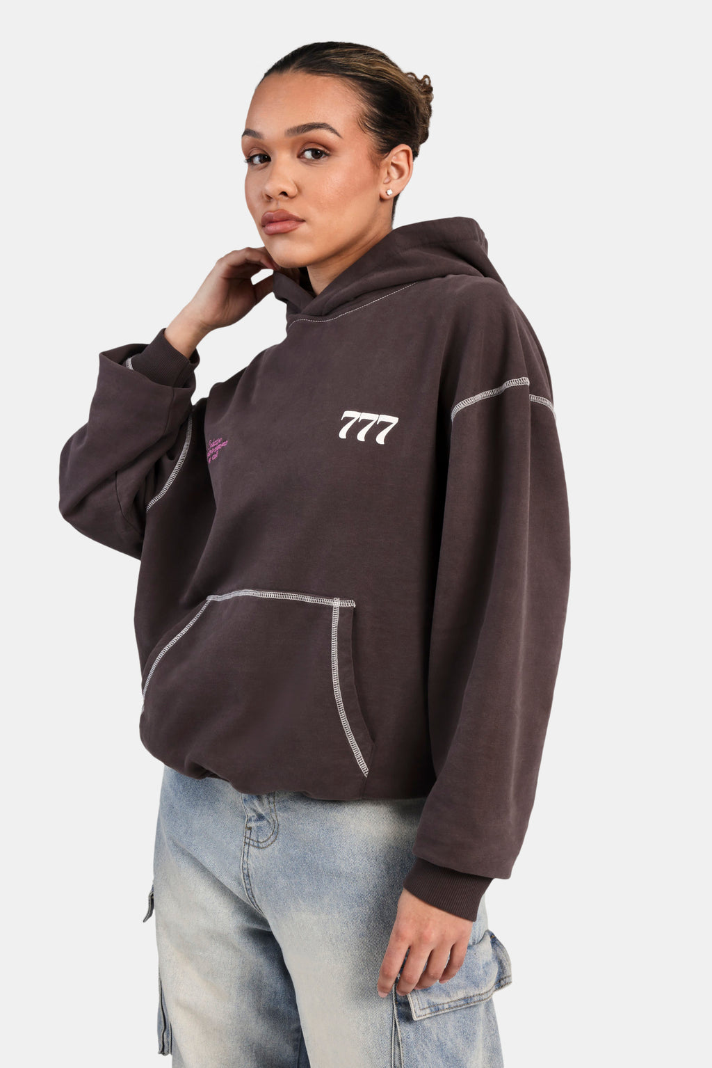 Cherub Print Hoodie - Chocolate | Womens Hoodies & Sweats | Shop ...