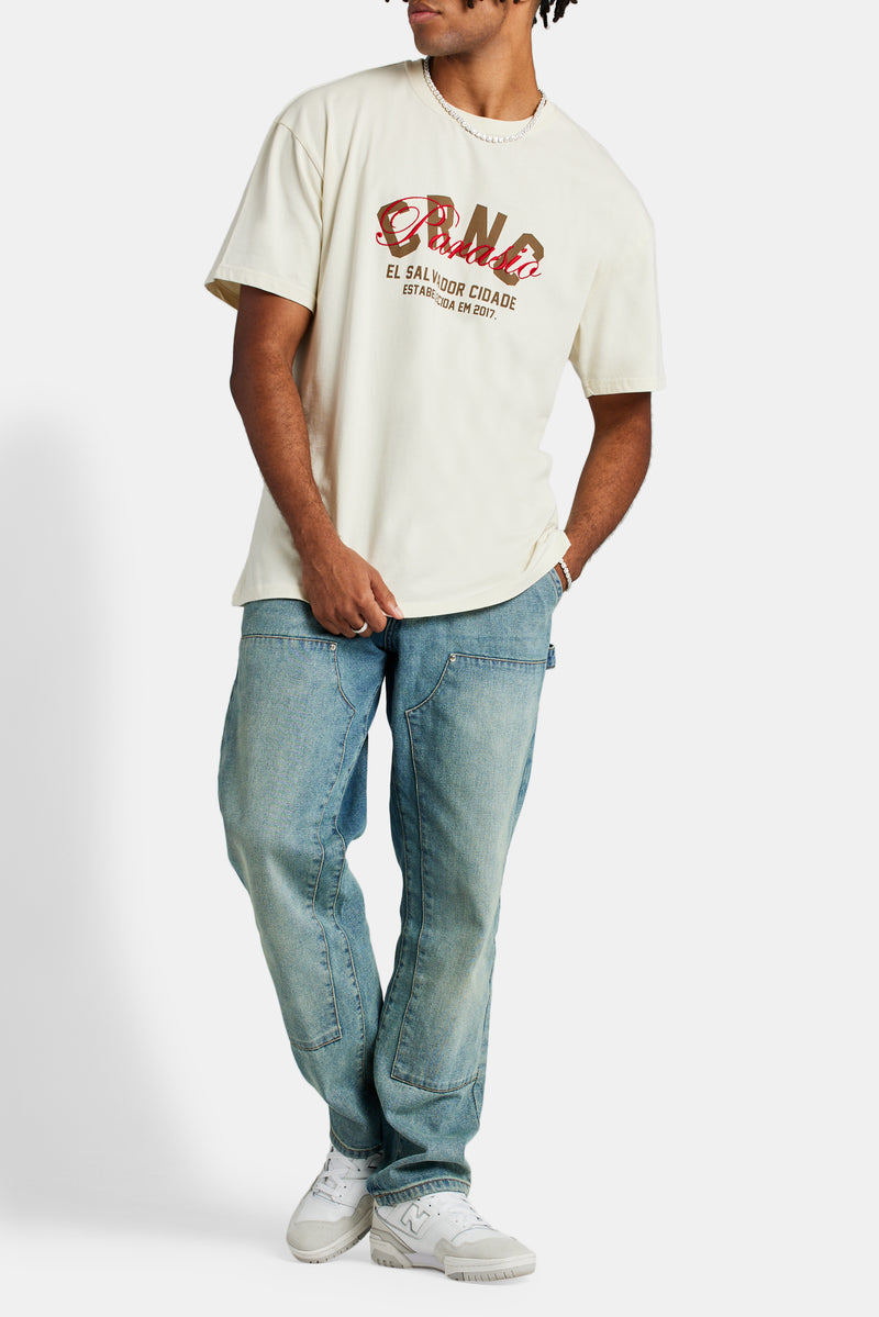 Crnc Paraiso Embroidered T-shirt - Ecru | Mens Tops | Shop T-Shirts at ...