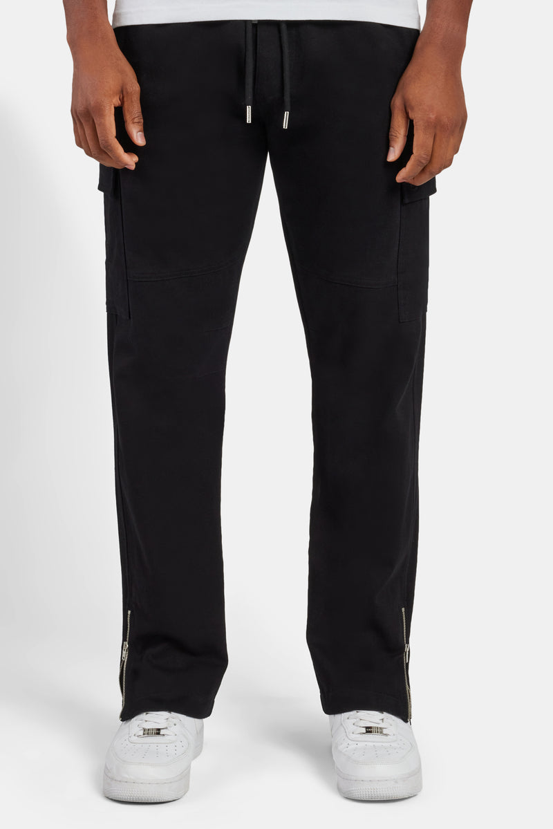 Zip Hem Cargo Trouser - Black | Mens Bottoms | Shop Cargo Trousers at ...