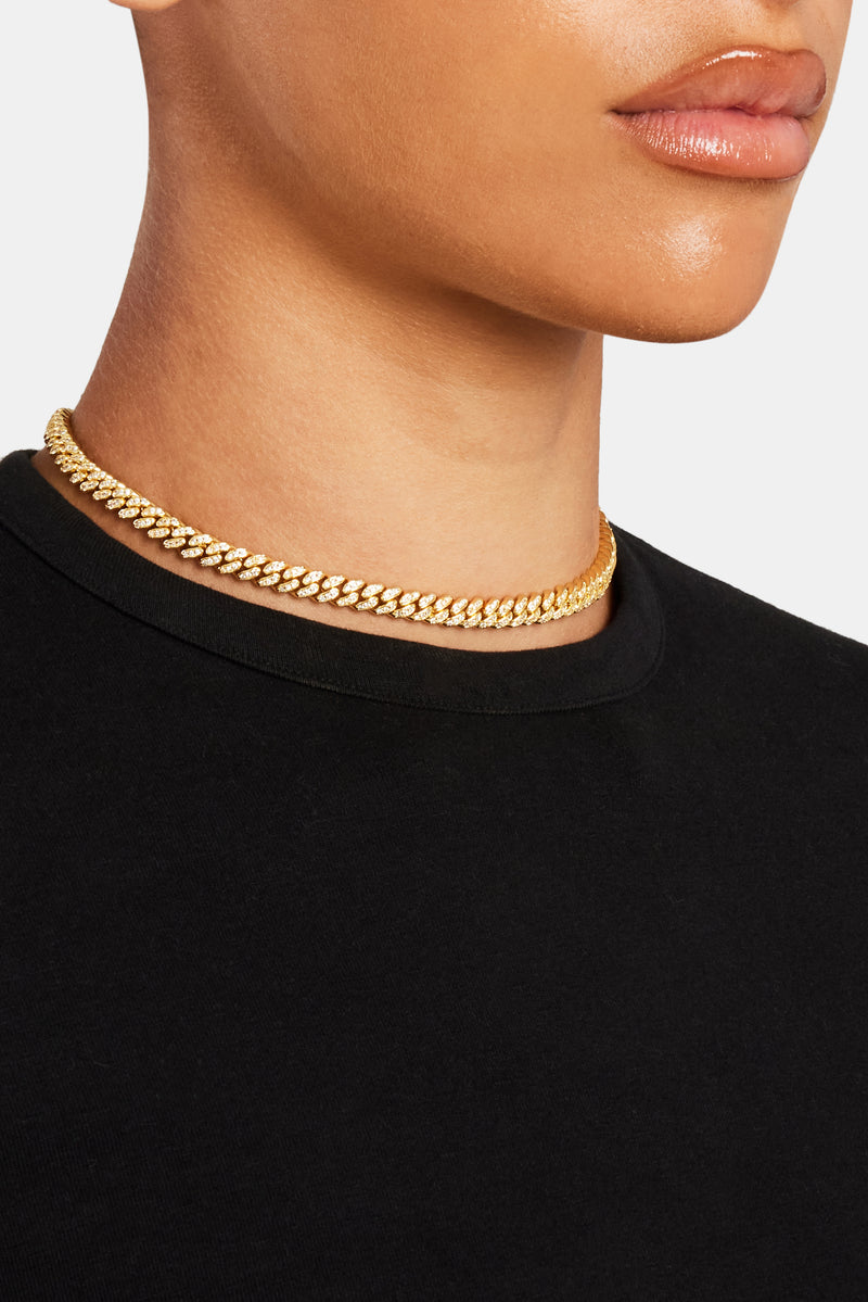 6mm Gold Plated Iced Cuban Chain Choker | Womens Chains | Shop Chokers ...