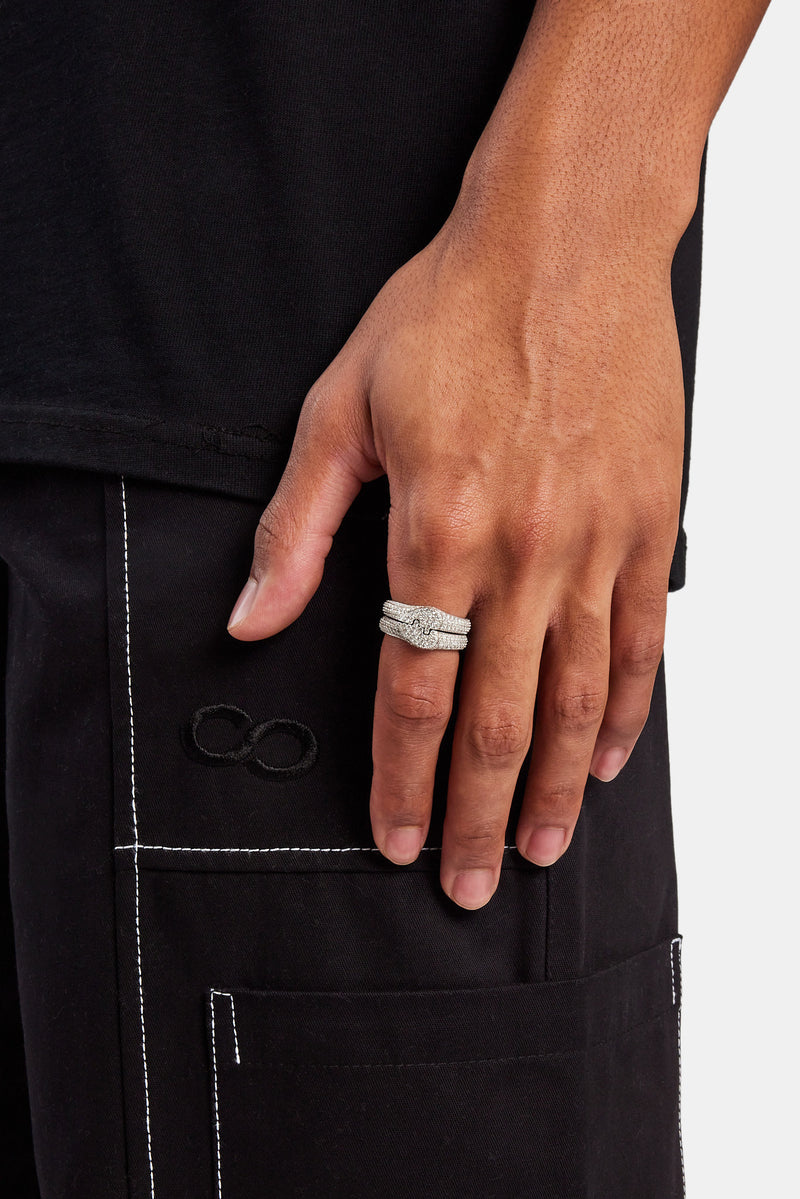Iced Connecting Heart Ring - White Gold | Mens Rings | Shop Motif Rings ...