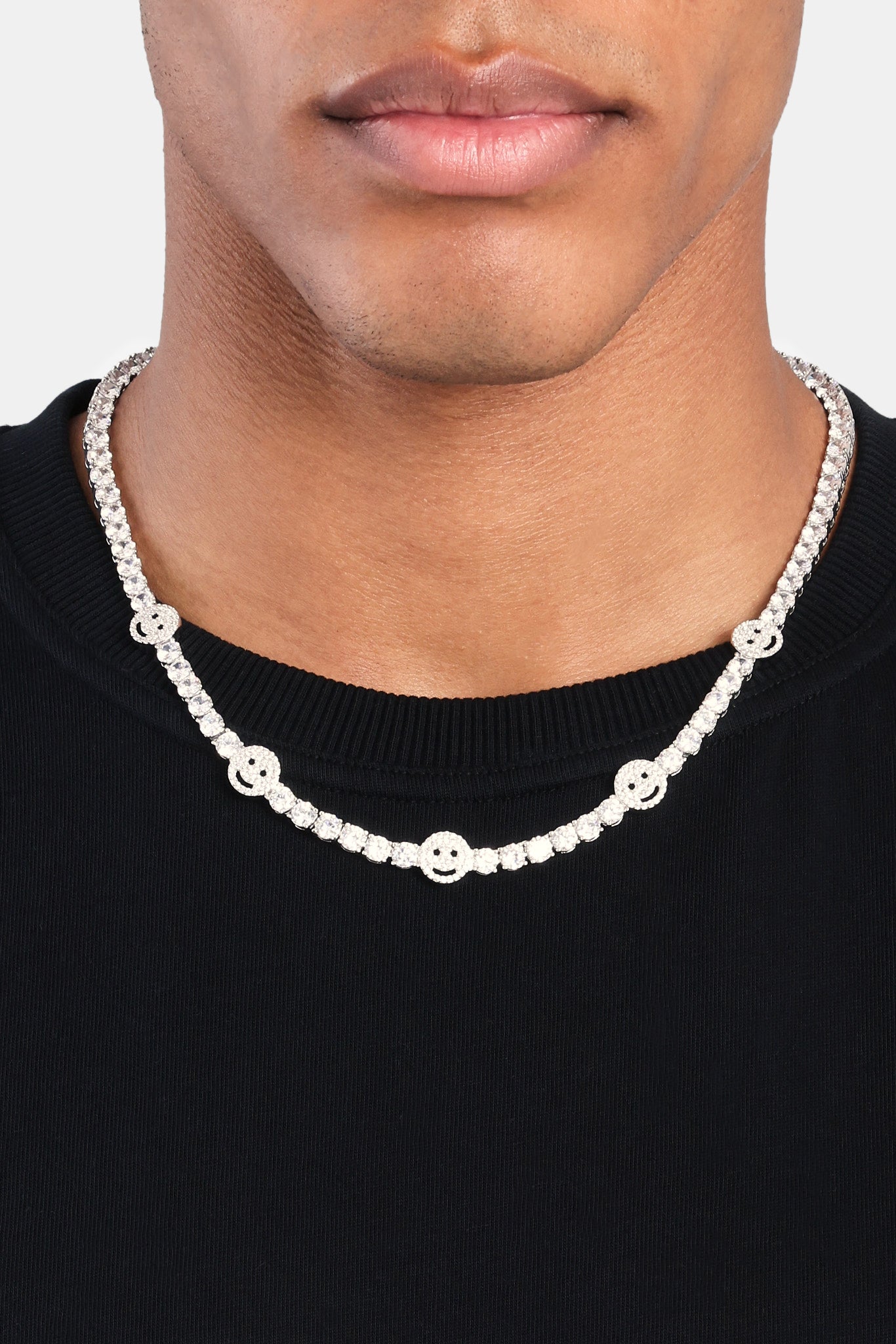 Iced Happy Face Tennis Chain - White 5mm | Mens Chains | Shop Tennis ...