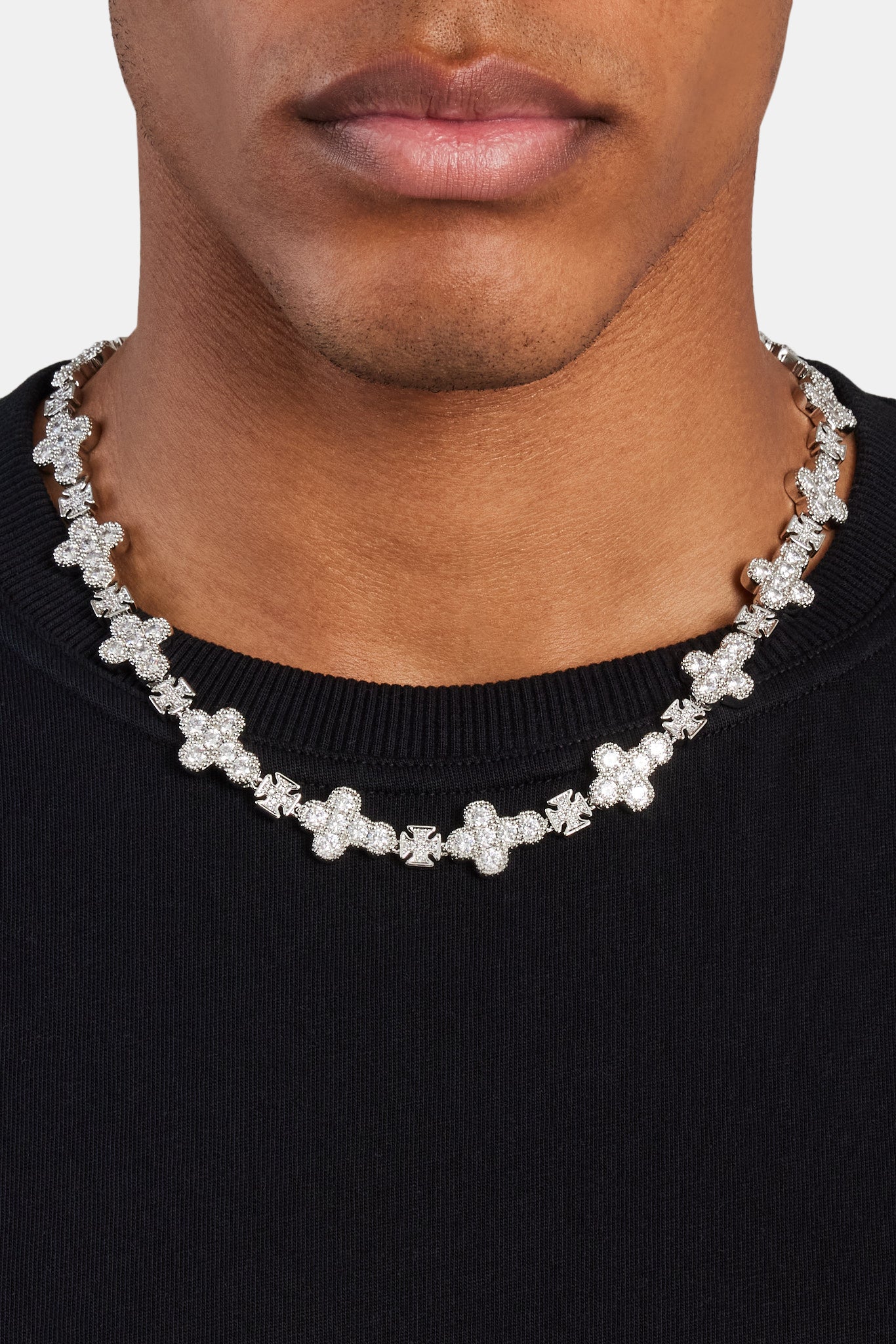 Iced Rounded Cross Chain - White | Mens Chains | Shop Motif Chains at ...