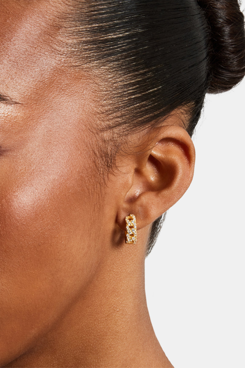Iced Cuban Hoop Earrings - Gold | Womens Earrings | Shop Hoop Earrings ...