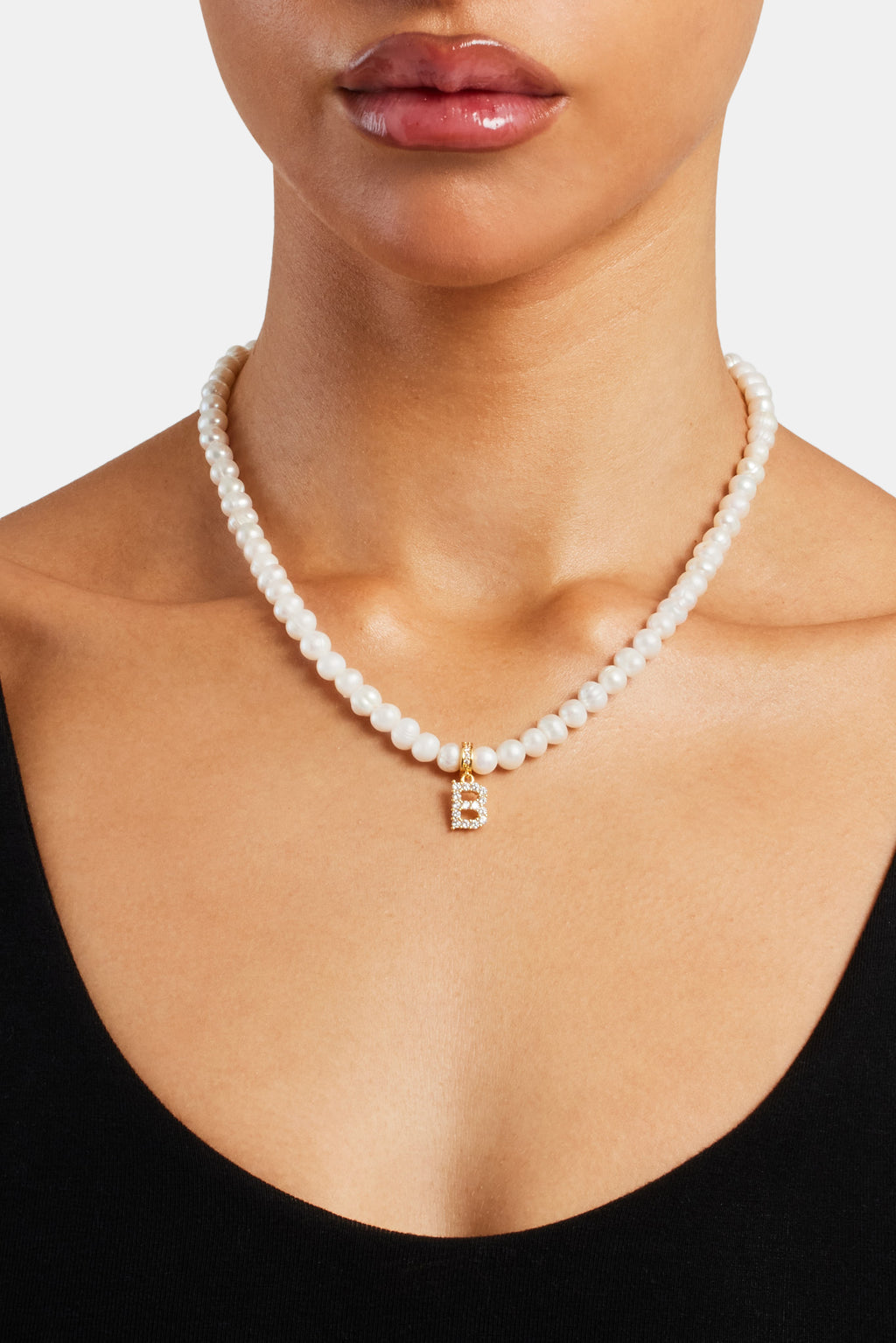 Iced Initial Clip On Pendant + 6mm Pearl Chain | Womens Bundles | Shop ...