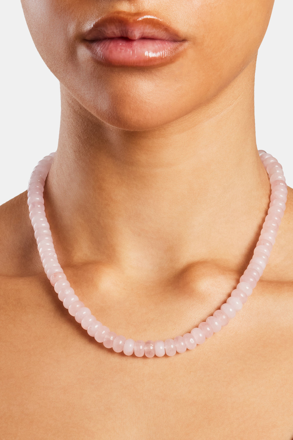 Rose Quartz Bead Necklace - White 8mm | Womens Necklaces | Shop Bead ...