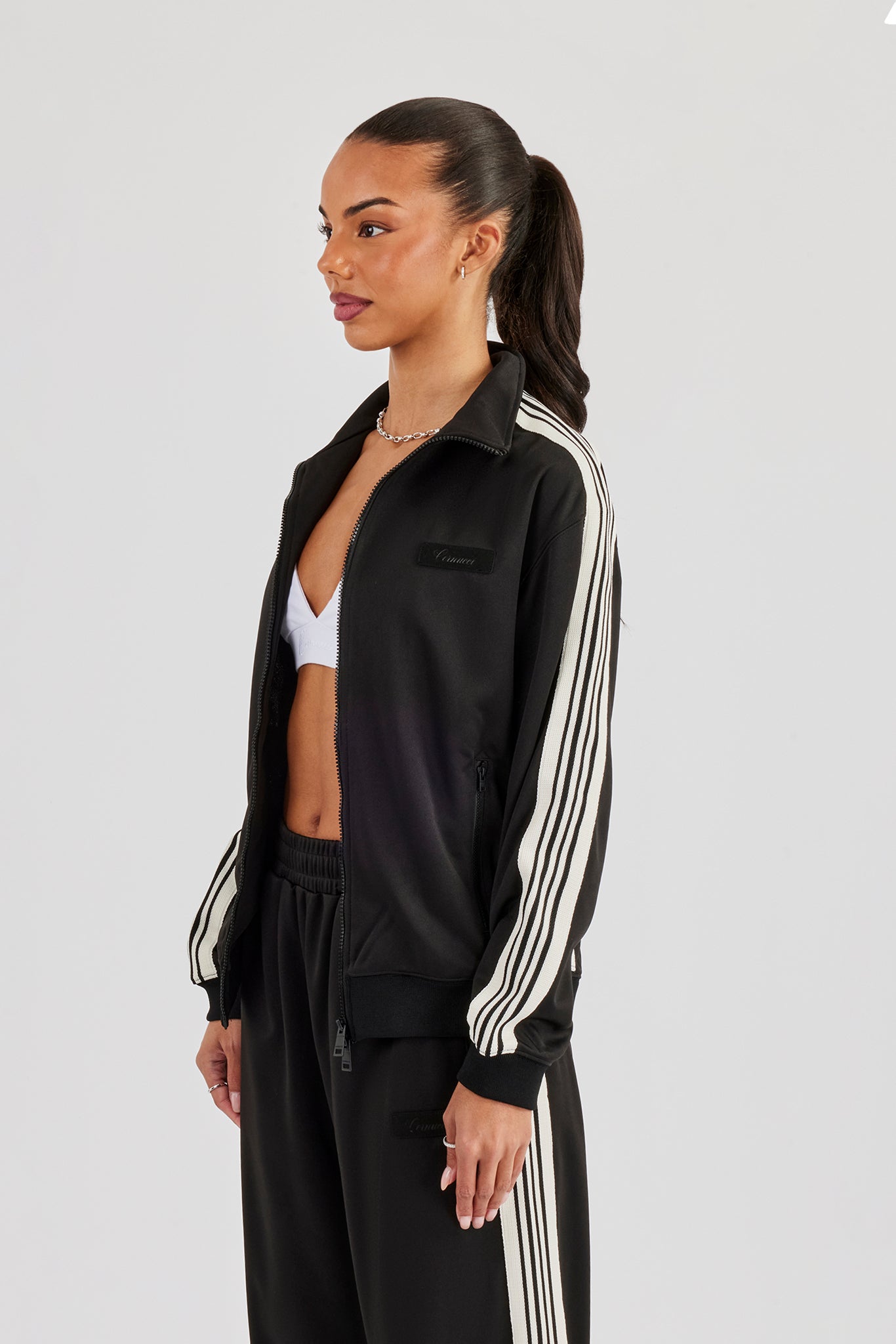 Womens Poly Smooth Taping Track Top - Black | Womens Outerwear | Shop Jackets at CERNUCCI.COM ...