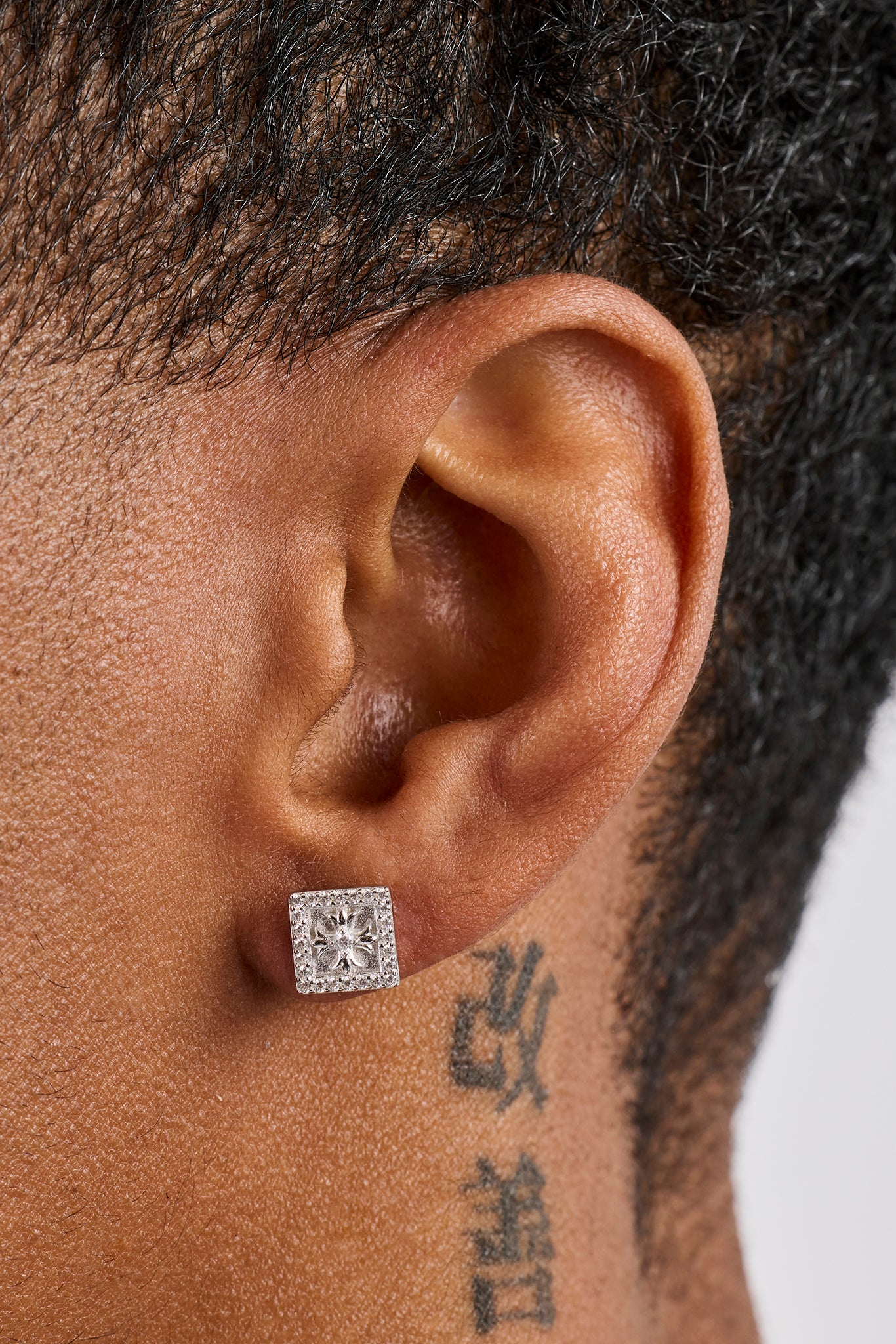 Iced Square Cross Stud Earrings - 8mm - White | Mens Earrings | Shop ...
