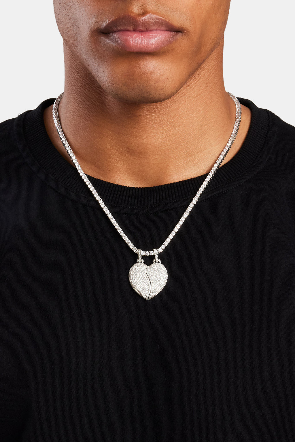 Iced Connecting Heart Pendant - Clear | Mens Pendants | Shop Motif ...