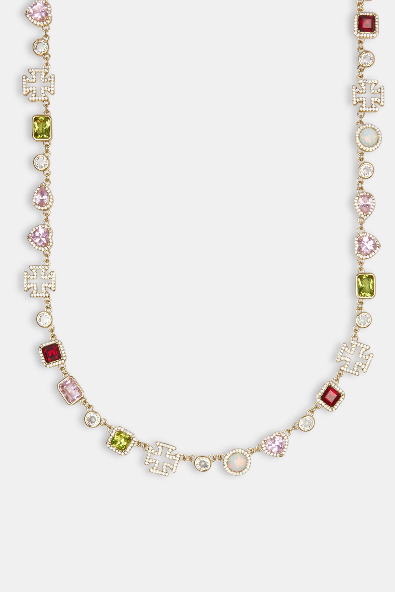 Pink Heart Multi Gem Chain - Gold | Womens Chains | Shop Motif Chains ...