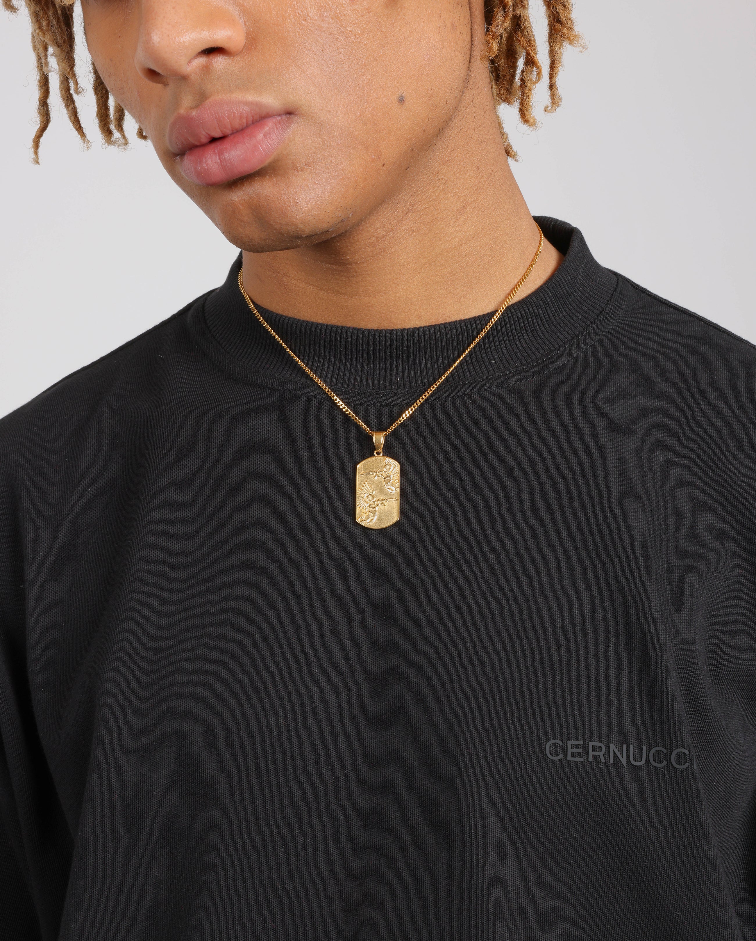 33mm Soldier Angel Dog Tag Pendant - Gold – Cernucci