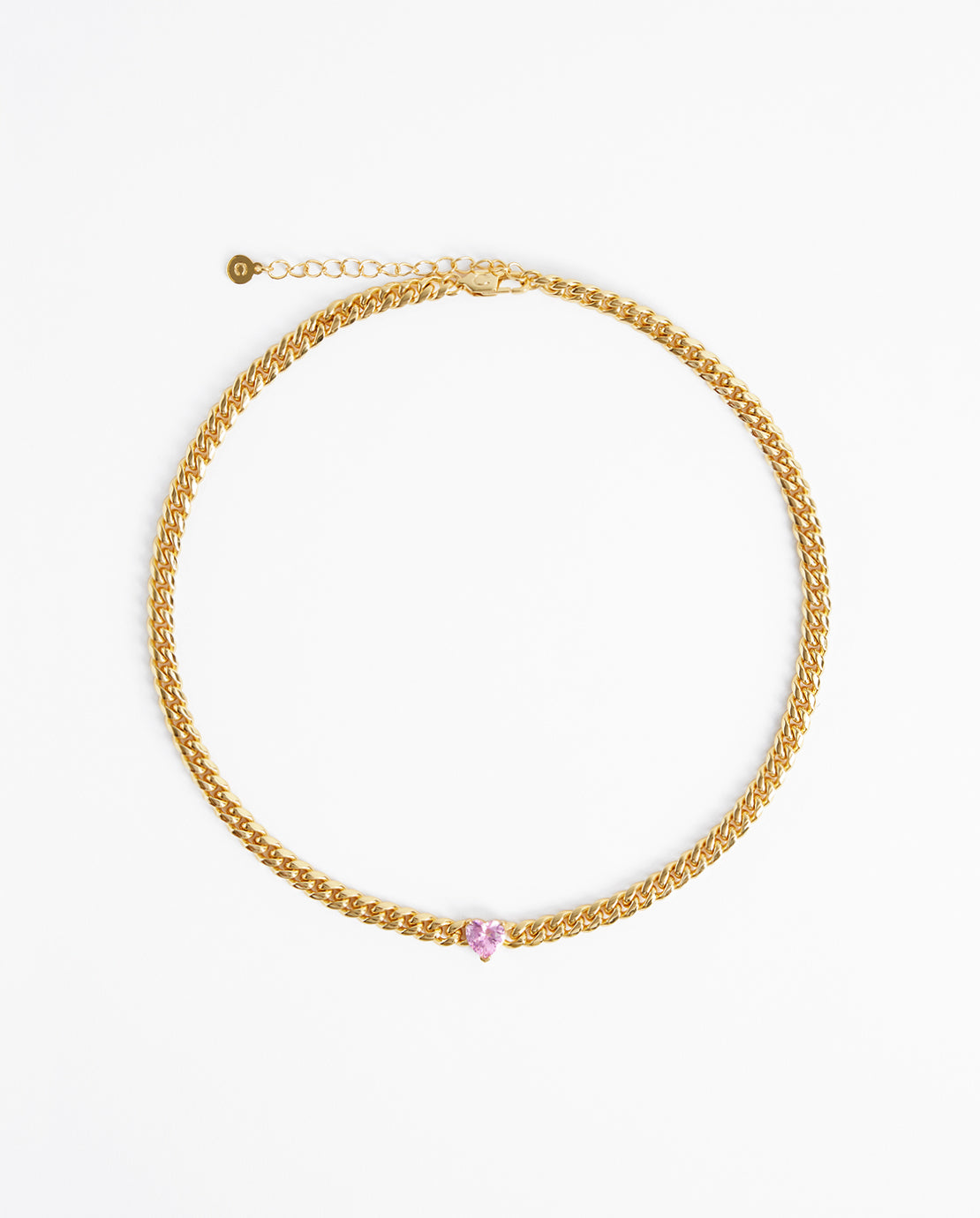 5mm Cuban Chain With Heart Stone - Gold – Cernucci