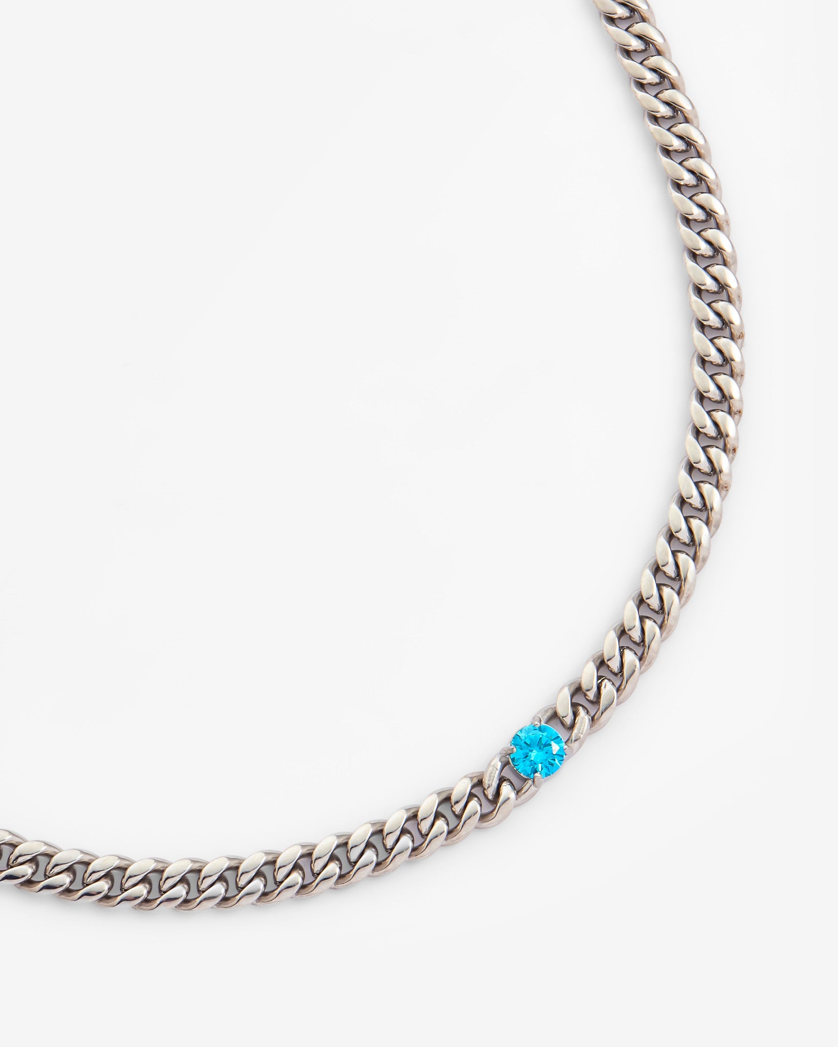 6mm Blue Stone Cuban Chain - White Gold – Cernucci